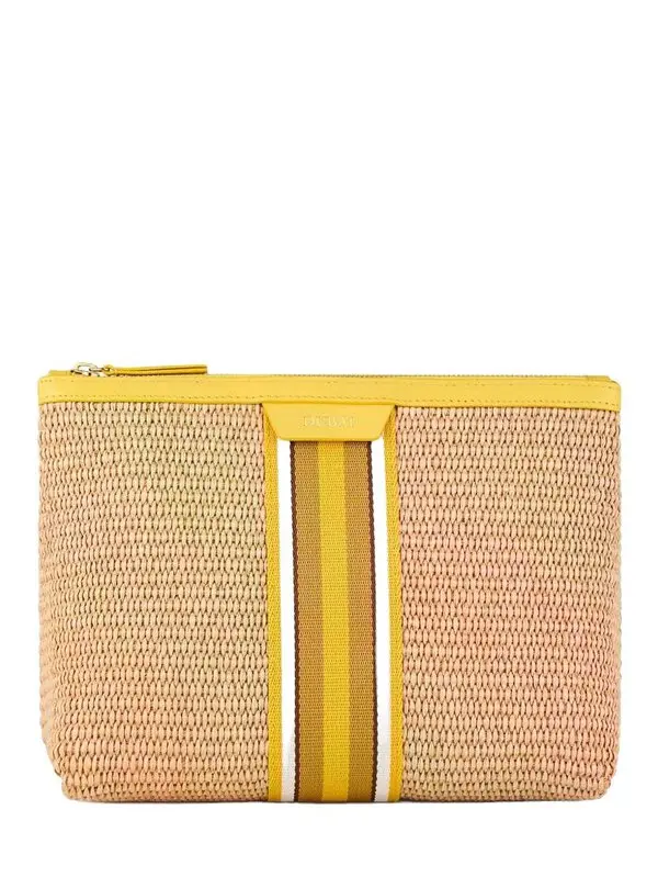 AQUAZZURA Stripe Raffia Clutch - Yellow