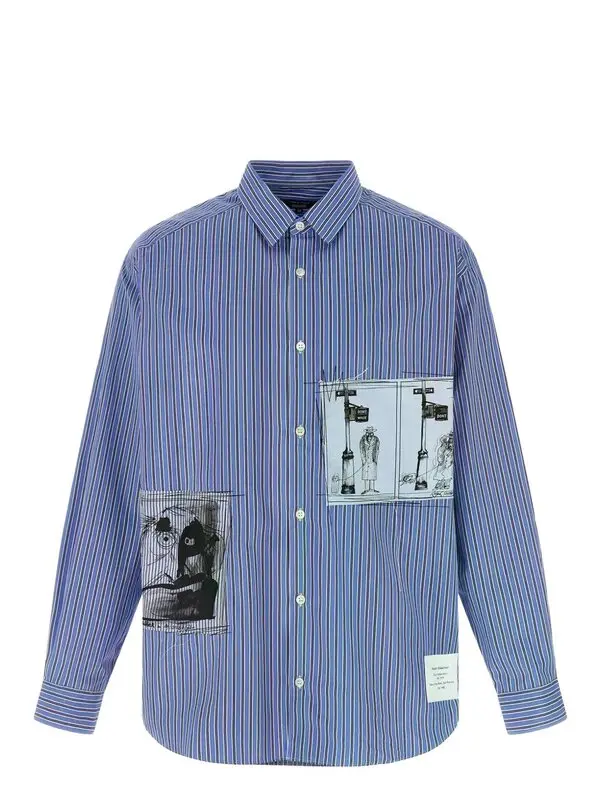 Comme Des Garçons Striped Patches Shirt - Blue