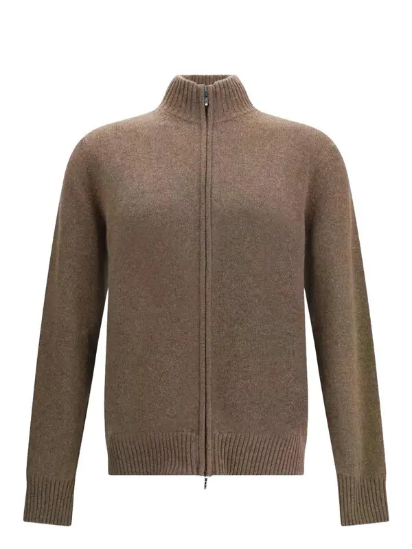 Loro Piana High-neck Zip-front Cashmere Cardigan - Brown