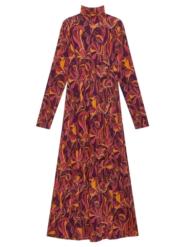Malìparmi Floral-print Mock-neck Maxi Dress - Red