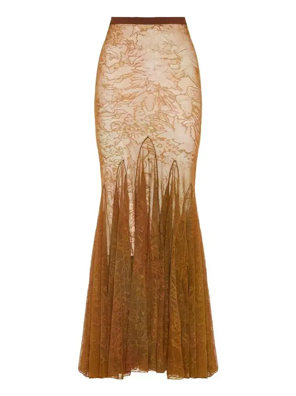 David Koma Floral-lace Fishtail Maxi Skirt - Brown