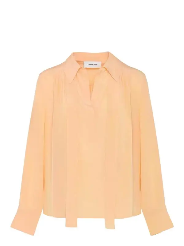 YVES SALOMON Tie-neck Silk Blouse - Orange