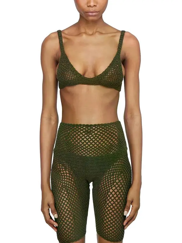 ISA BOULDER Explore Crochet-knit Bra - Green