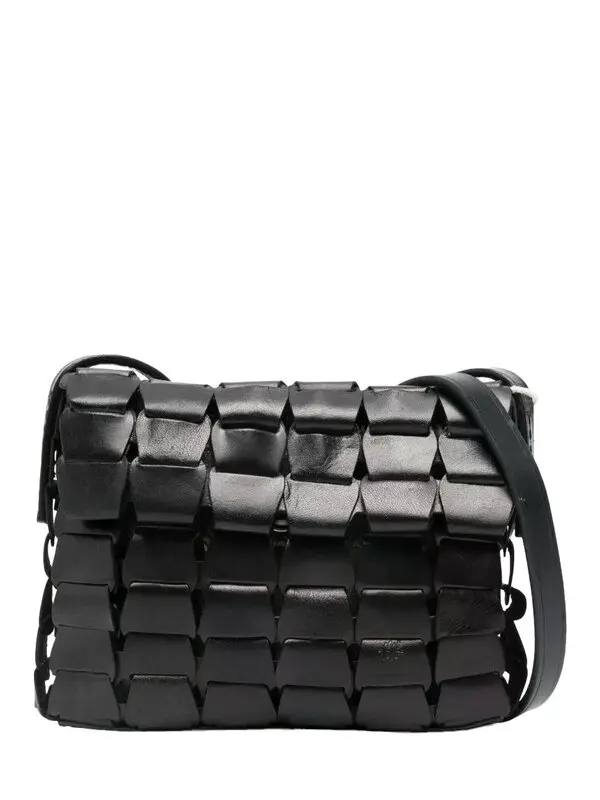 Dragon Diffusion Woven Leather Shoulder Bag - Black