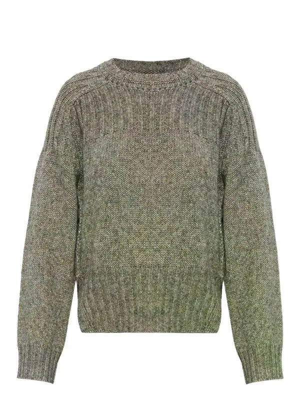 Munthe Ribbed Knit Crew Neck Sweater - Grey