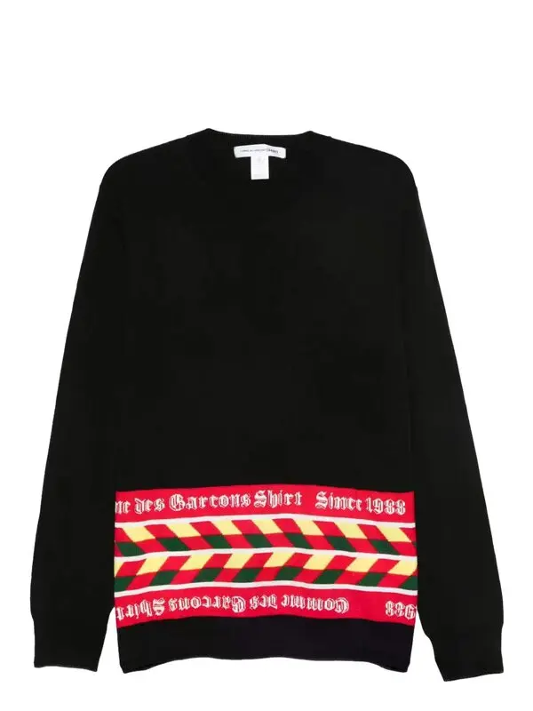 Comme Des Garçons Geometric-pattern Crew-neck Sweater - Black
