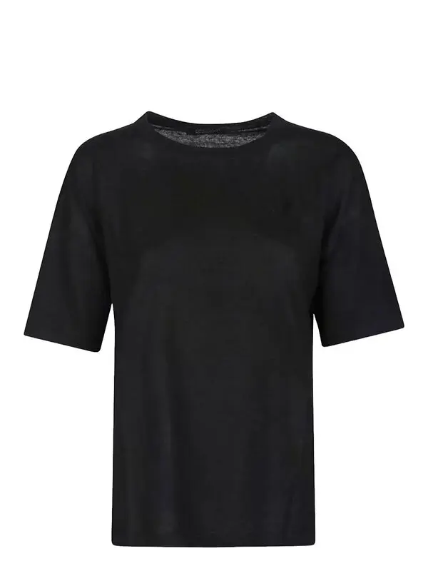 ARAGONA Linen Short-sleeve T-shirt - Black