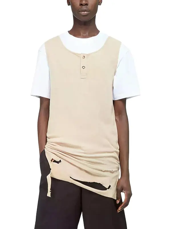 YOUTHS IN BALACLAVA Distressed-finish Vest - Neutrals