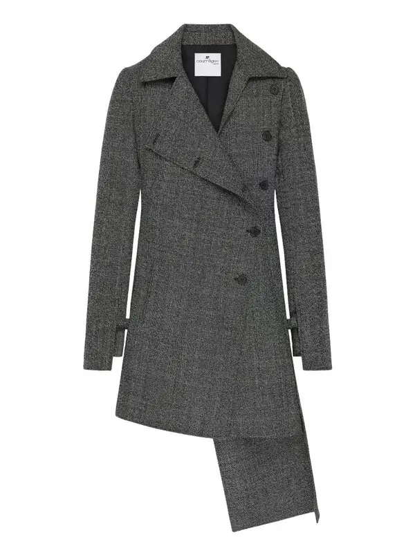 COURREGES Asymmetric Wool Coat - Grey