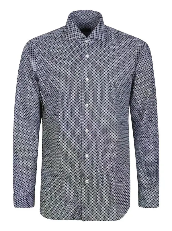 BARBA NAPOLI Geometric Cotton Shirt - Blue
