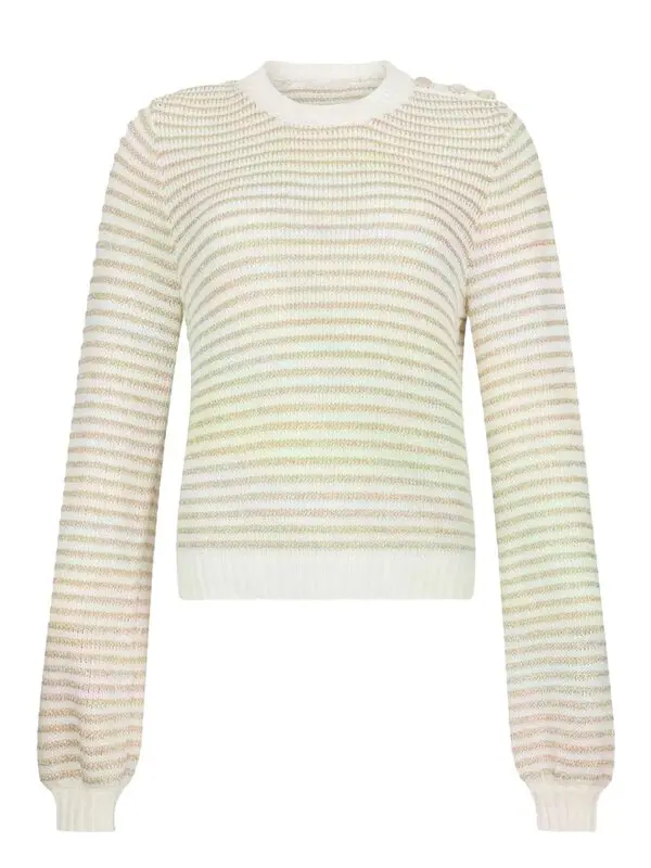 Liu Jo Striped Button-detailed Jumper - 04120 White