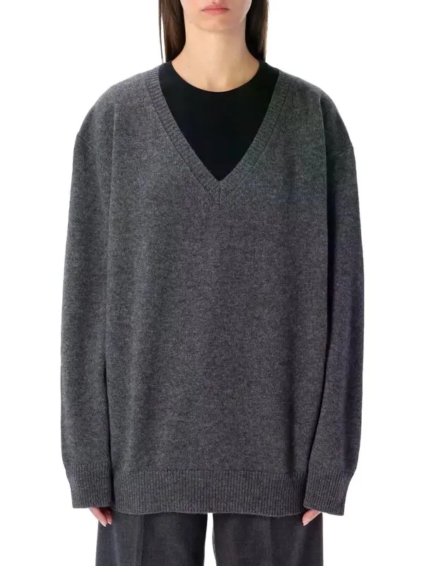 RHEA V-neck Cashmere Jumper - Grey