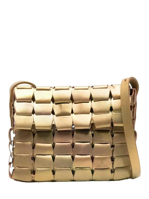 Dragon Diffusion Woven Leather Shoulder Bag - Gold