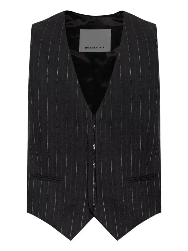 MARANT Pinstripe Sleeveless Waistcoat - Black