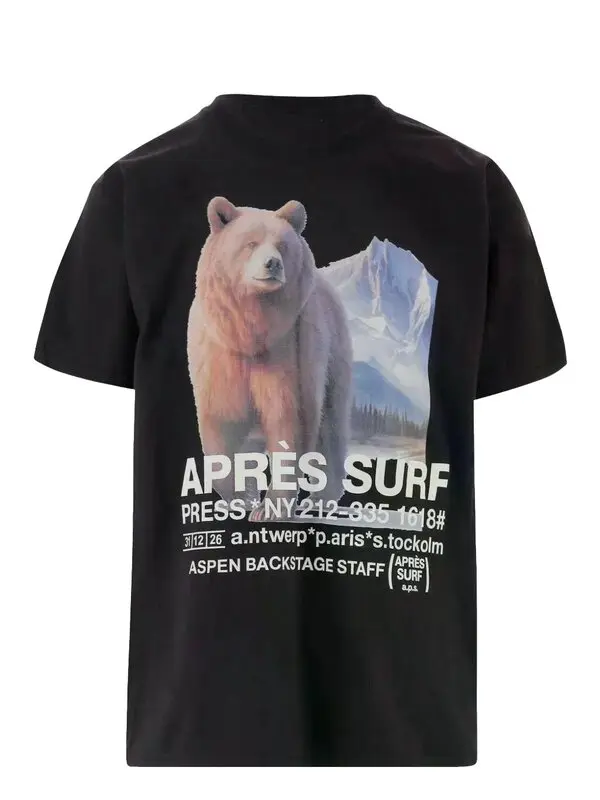 APRÈS SURF Bear-print Cotton T-shirt - Black