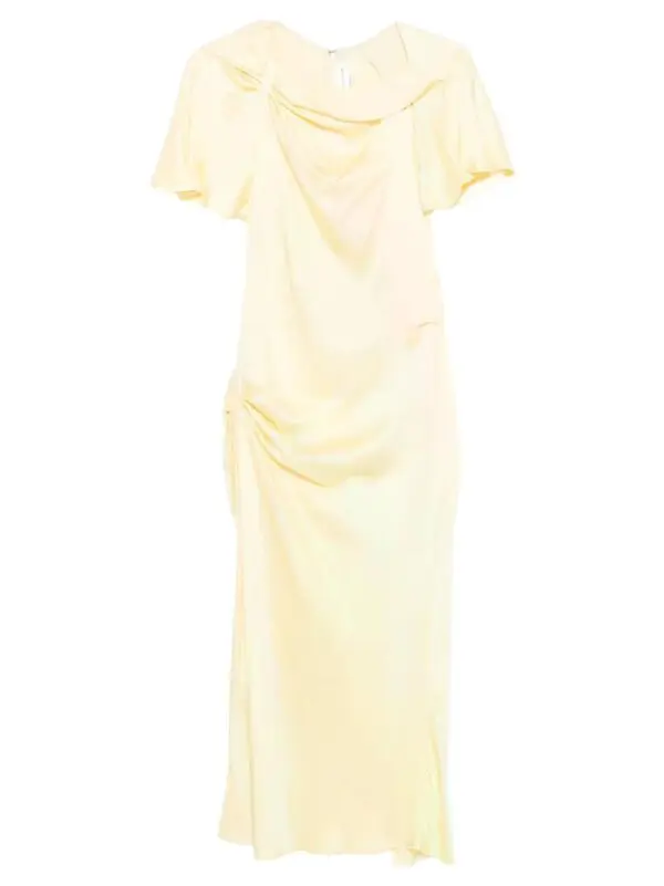 Victoria Beckham Draped Cowl-neck Dress - Yellow