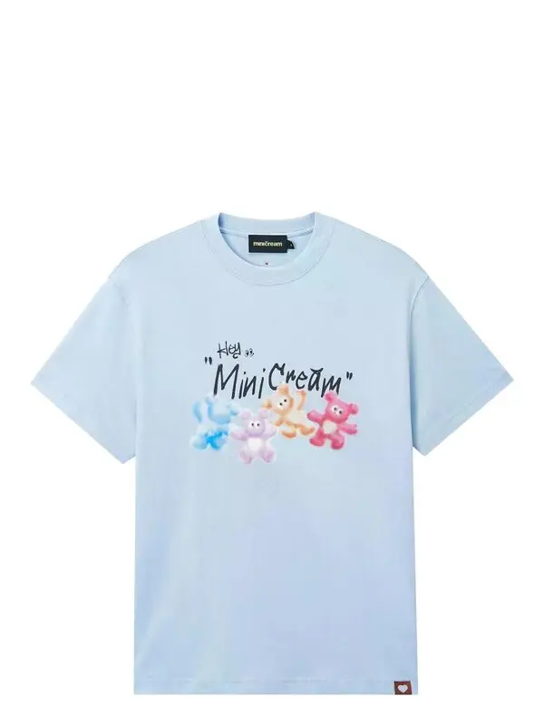 MINI CREAM Cotton T-shirt - Blue
