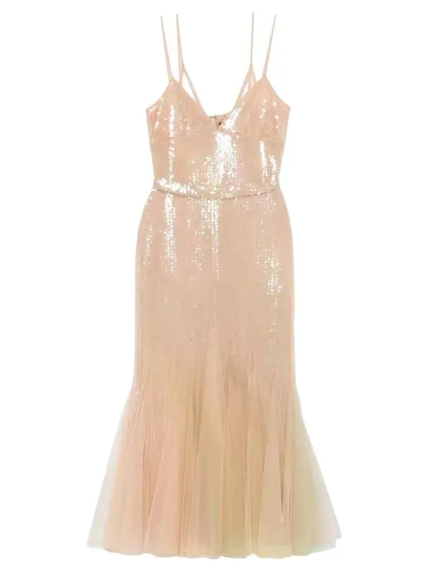 David Koma Sequin-embellished Tulle Dress - Neutrals