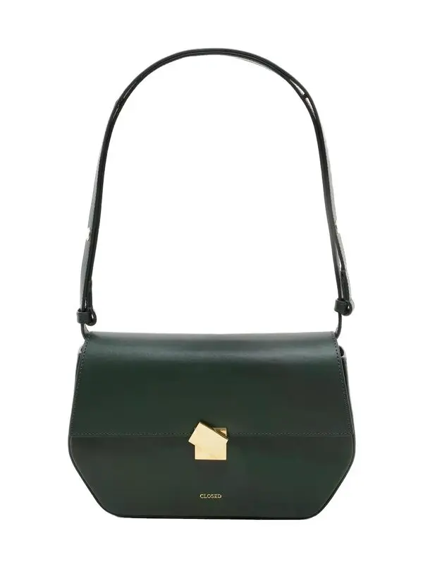 Closed Leather Shoulder Bag - Green