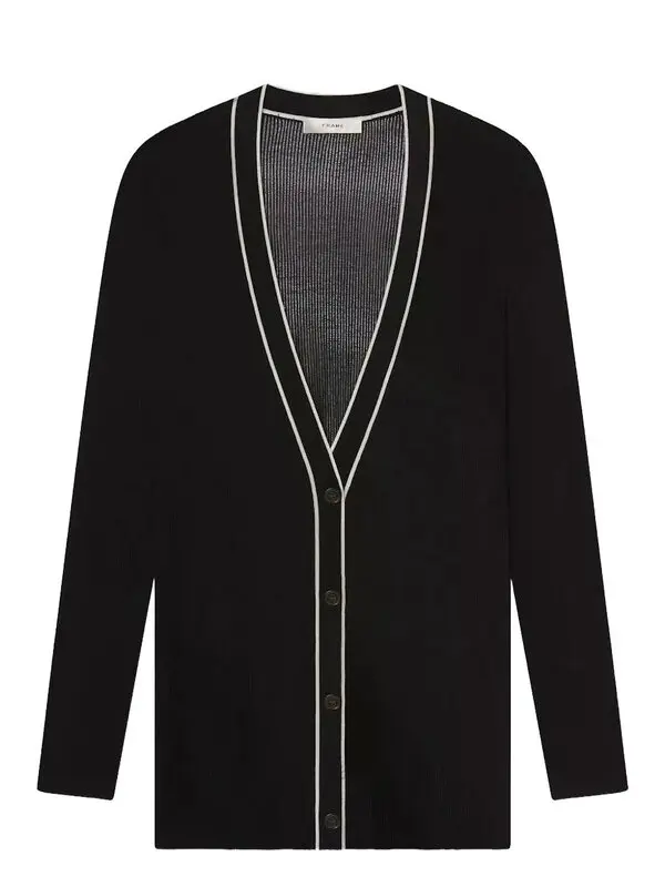 FRAME Ribbed-knit V-neck Cardigan - Black