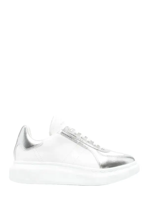 Alexander McQueen Oversized Metallic-panel Leather Sneakers - White