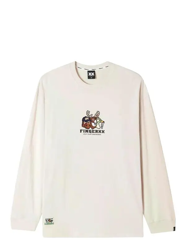 FINGERCROXX Embroidered Animal Long-sleeve T-shirt - White