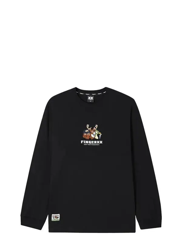 FINGERCROXX Embroidered Long-sleeve Top - Black