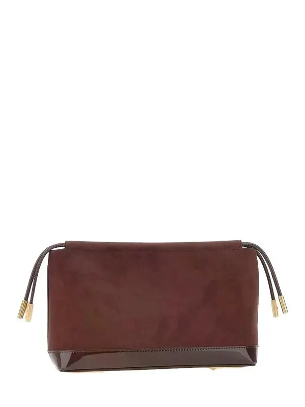 Elisabetta Franchi Drawstring Clutch With Patent Leather Trim - Brown