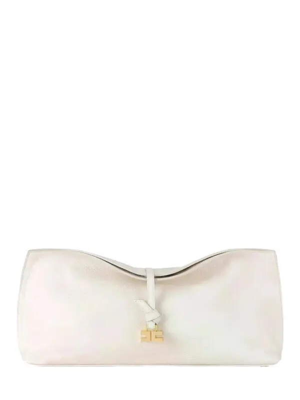 Elisabetta Franchi Boulevard Leather Tie-fastening Clutch - Neutrals
