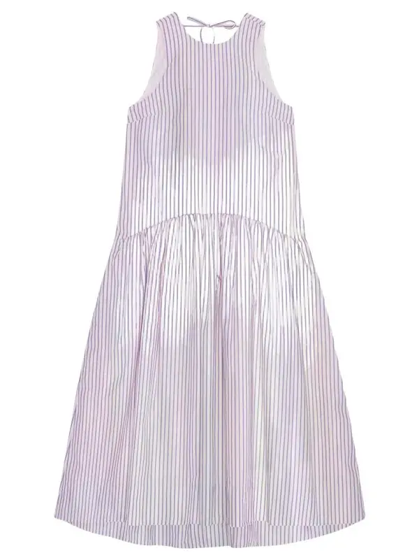 GANNI Striped Tiered Dress - Purple