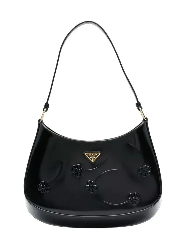 Prada Embossed-detail Shoulder Bag - Black