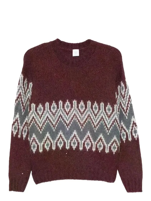 Eleventy Fair Isle Crew-neck Sweater - Red