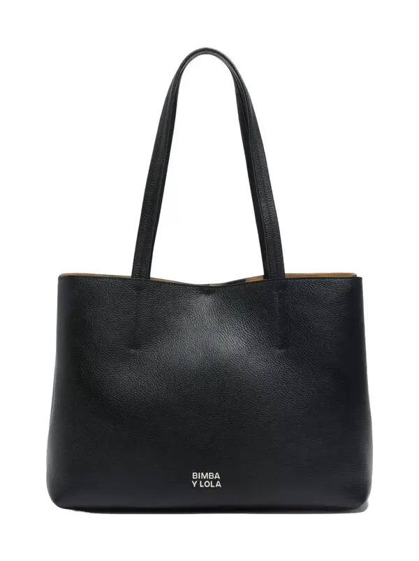 Bimba Y Lola Grainy Leather Shopper Tote Bag - Black