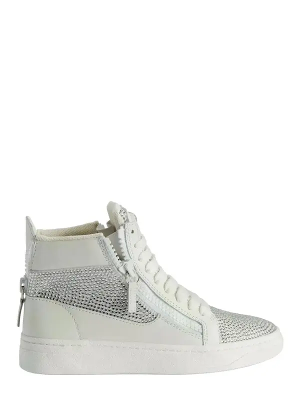 GIUSEPPE ZANOTTI Crystal-embellished High-top Sneakers - White