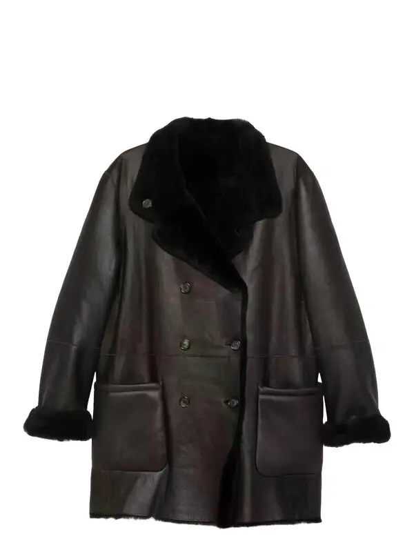 Giorgio Armani Double-breasted Shearling Coat - Brown