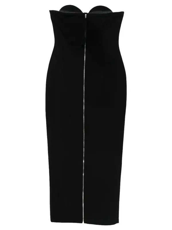 CHB CHRISTIAN BOARO Zip-front Strapless Midi Dress - Black