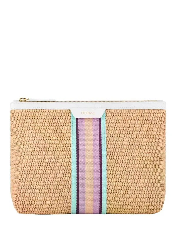 AQUAZZURA Raffia Stripe Clutch Bag - Neutrals