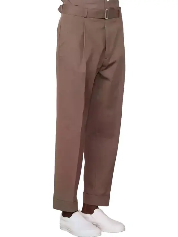 Officine Générale Pleated Belted Pants - Brown
