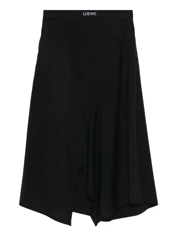 Loewe Asymmetric Midi Skirt - Black