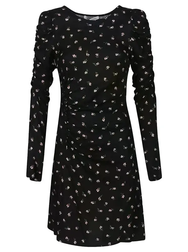MAR DE MARGARITAS Floral-print Puff-sleeve Dress - Black