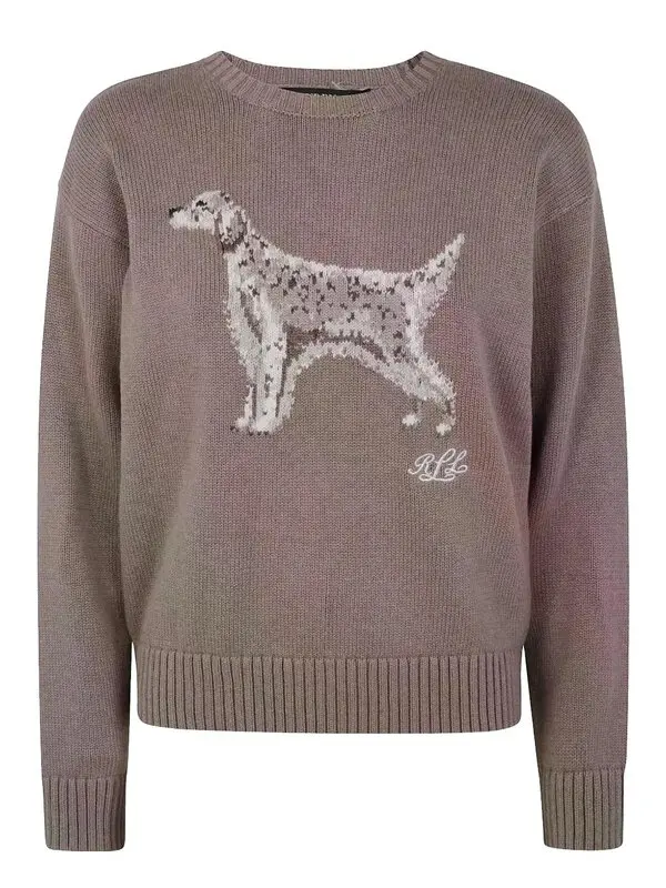 Ralph Lauren Dog-embroidered Crew-neck Jumper - Brown