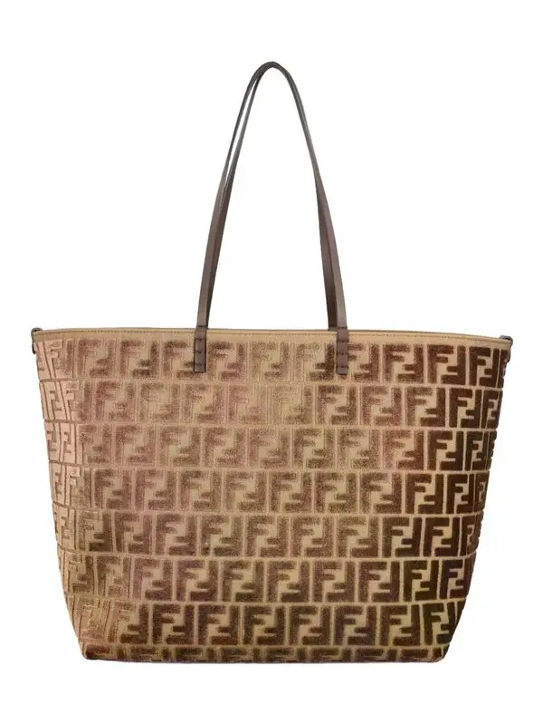 Fendi Ff Logo Velvet Tote Bag - Brown