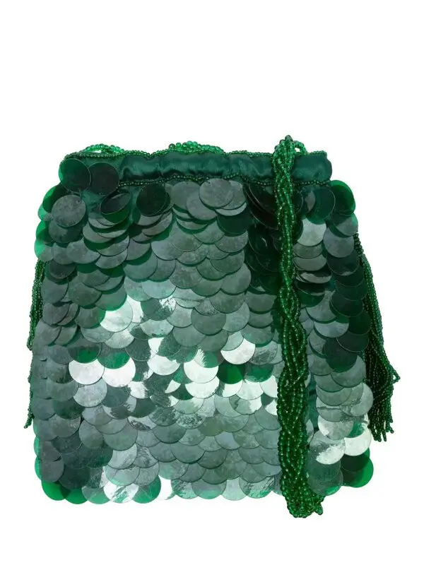 P.a.r.o.s.h Sequin Beaded Shoulder Bag - Green