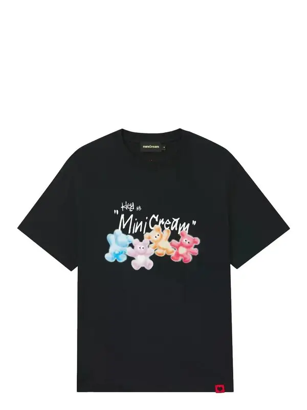 MINI CREAM Cotton T-shirt - Black