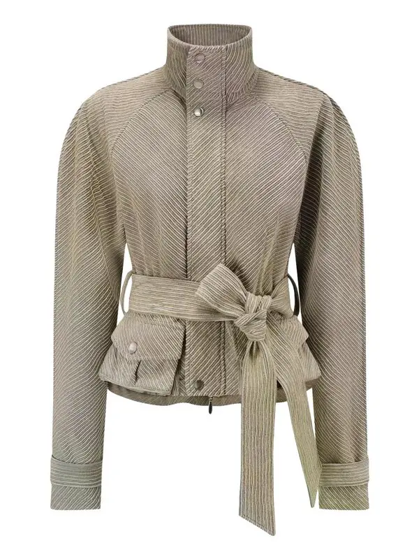 OUDE WAAG Herringbone Belted Jacket - Neutrals