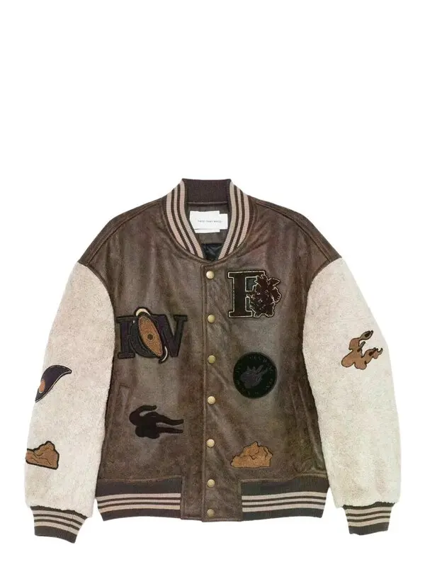 FENG CHEN WANG Embroidered-patch Bomber Jacket - Brown