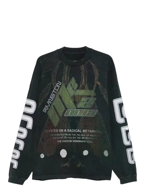 RRR123 Graphic-print Long-sleeve T-shirt - Black