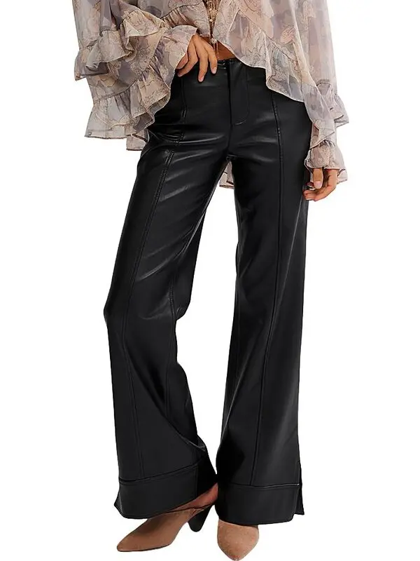 Free People Glow Up Faux Leather Pants - Black