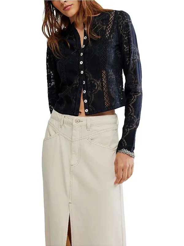 Free People Jae Lace Blouse - Black