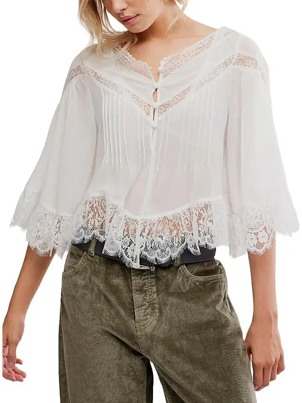 Free People Bali Midnight Rain Lace Top - Clean Ivory
